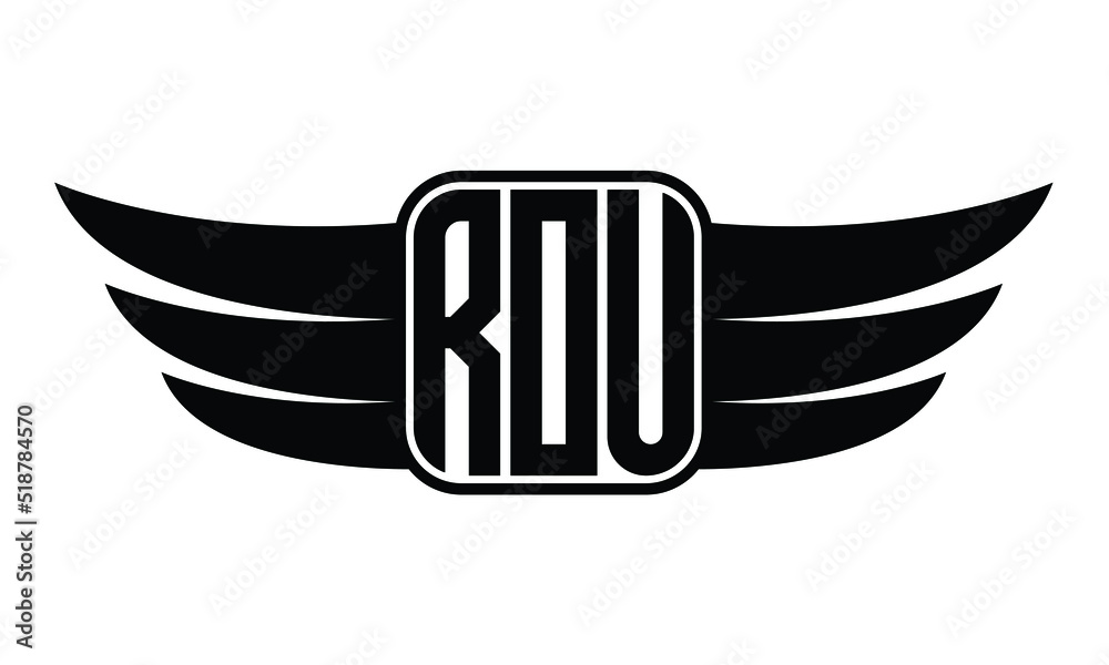 ROU three Letter Wings Flying Initial wing symbol minimalist creative ...