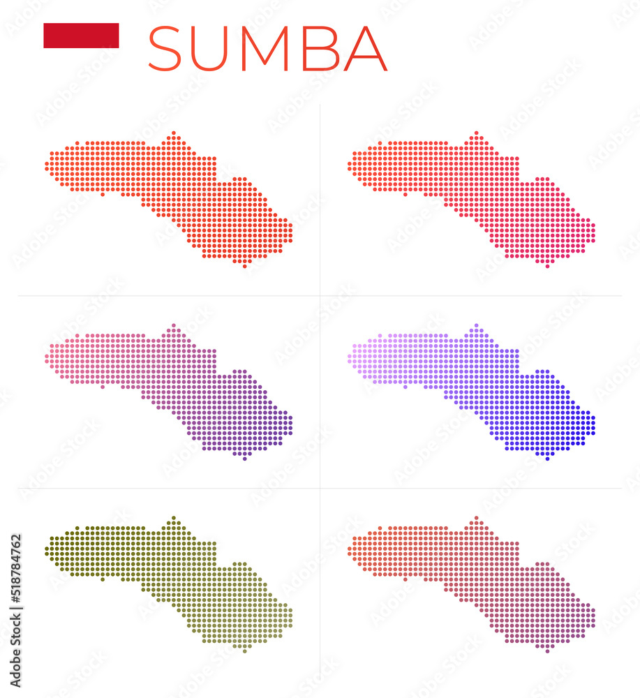 Sumba dotted map set. Map of Sumba in dotted style. Borders of the ...
