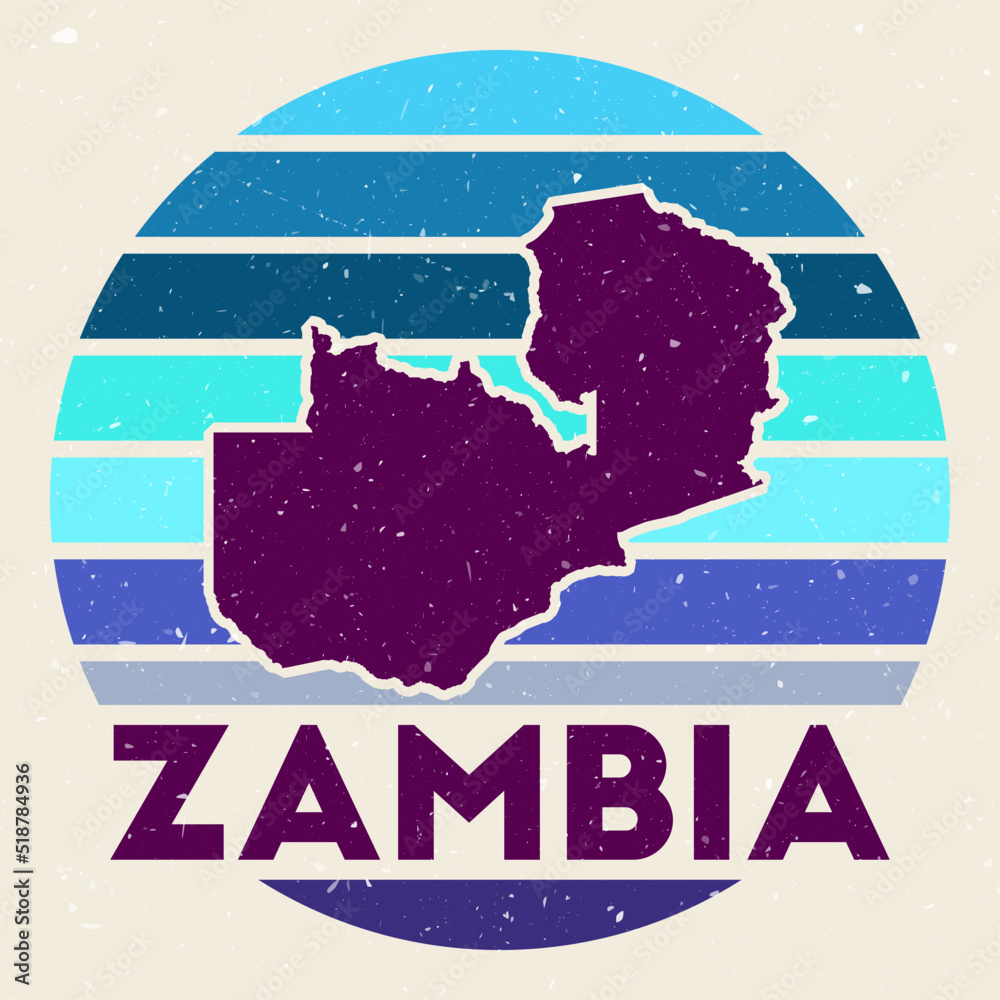 Vetor de Zambia logo. Sign with the map of country and colored stripes ...