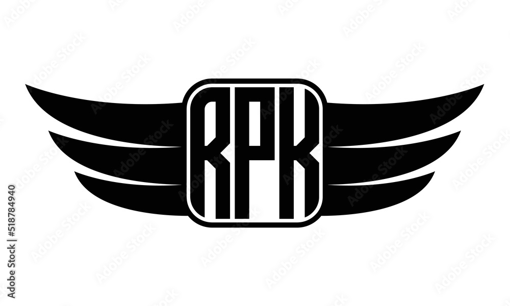 RPK three Letter Wings Flying Initial wing symbol minimalist creative ...