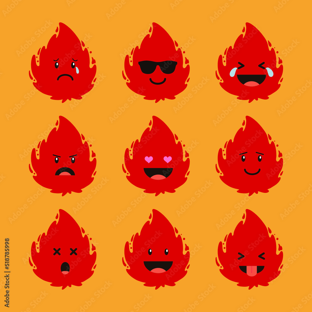 Fireball emoticon icon set Stock Vector | Adobe Stock