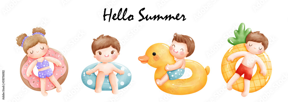 Hello Summer, Pool party. Vector illustration Stock Vector | Adobe Stock