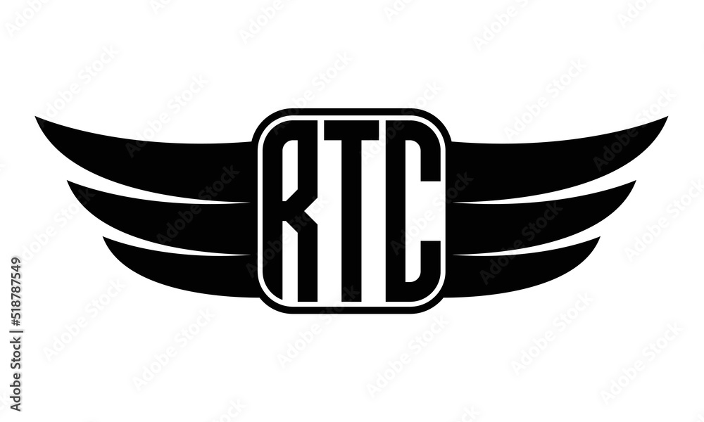 RTC three Letter Wings Flying Initial wing symbol minimalist creative ...