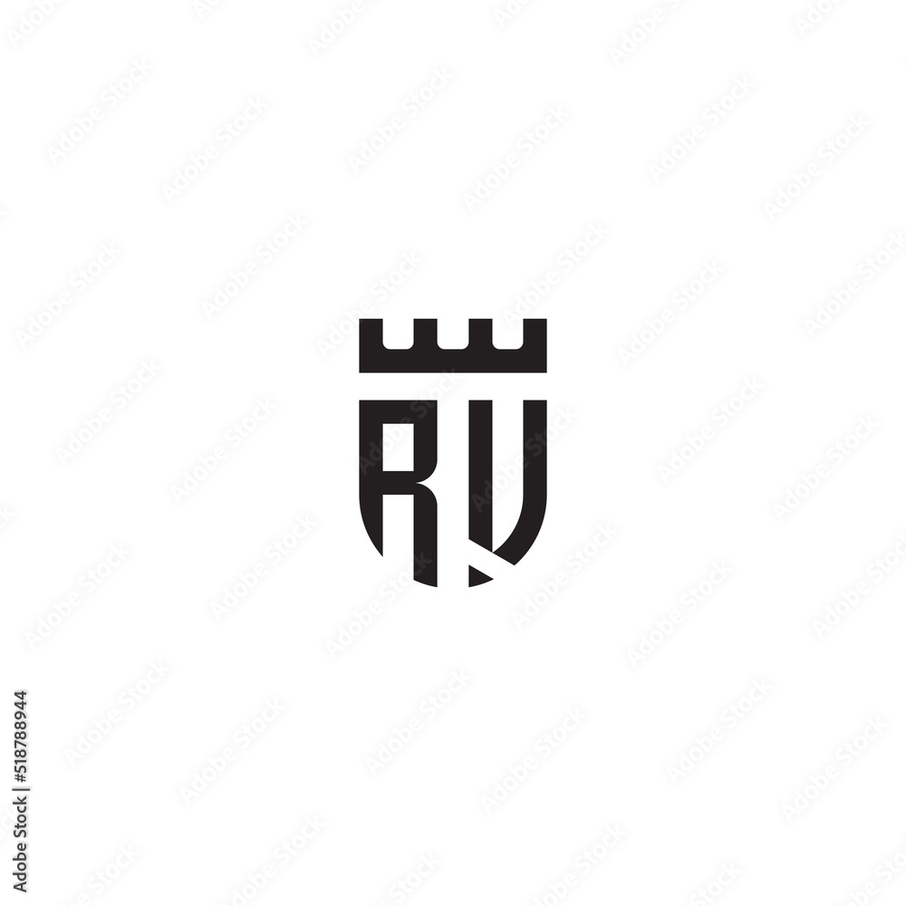 RV shield geometric leaf shape line initial concept with high quality ...