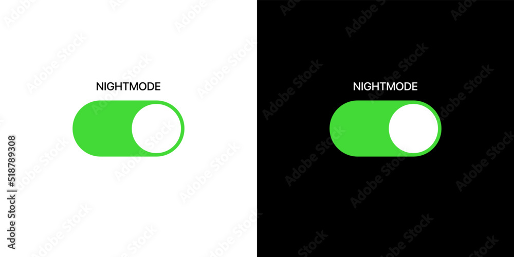 Night mode sliders. Vector illustartion. Dark theme, black, white ...