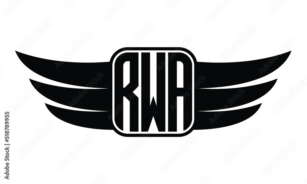 RWA three Letter Wings Flying Initial wing symbol minimalist creative ...