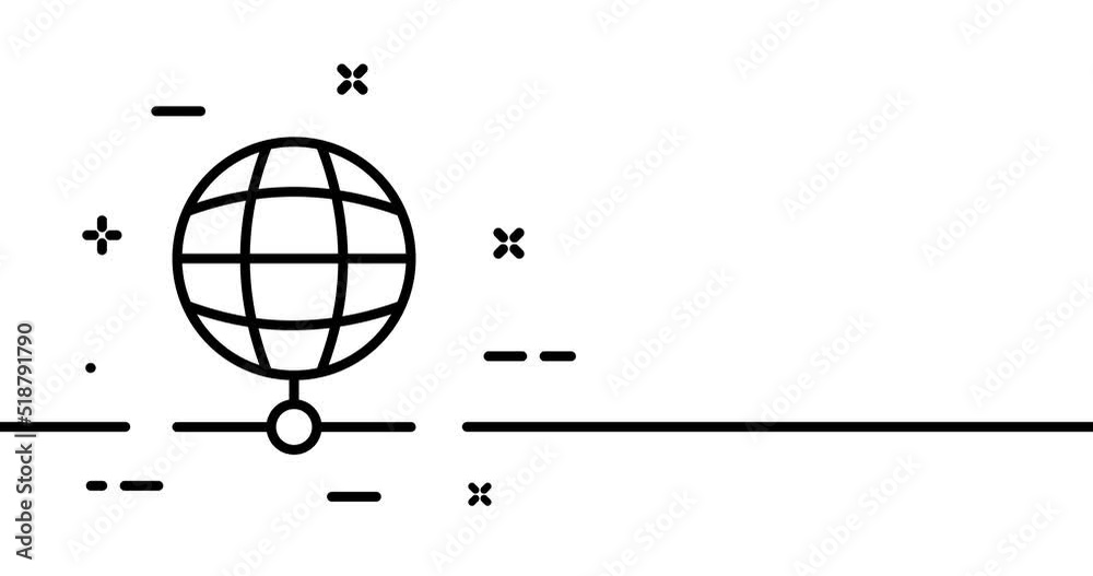 Geography set icon. Globe, world, orbit, axis, equator, earth, setting ...