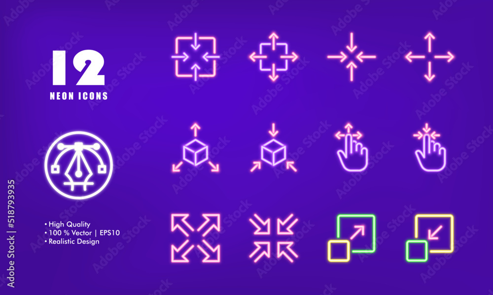 Zoom in and out arrows set icon. Maximize, minimize window, scale ...