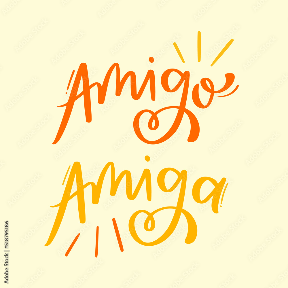 Vetor de Amiga. Friend. Hand Lettering Calligraphy. Vector. do Stock ...