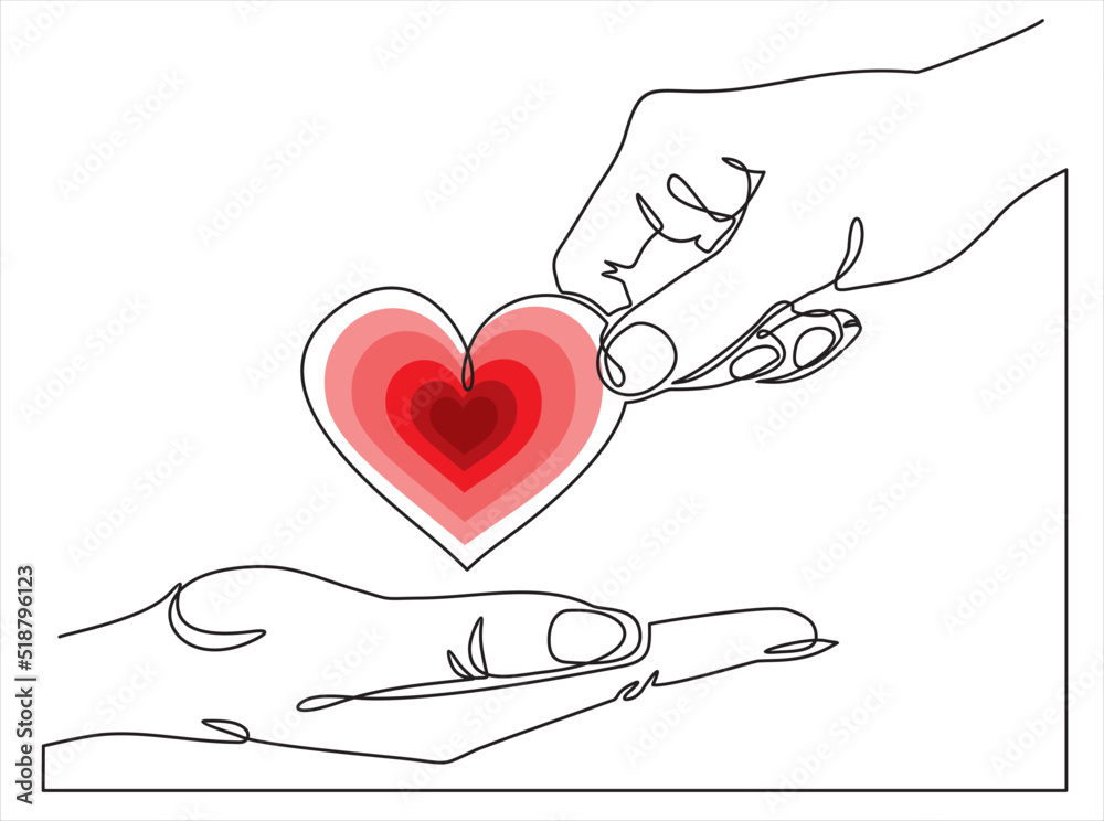 hand drawn doodle hand giving and receiving love illustration in ...