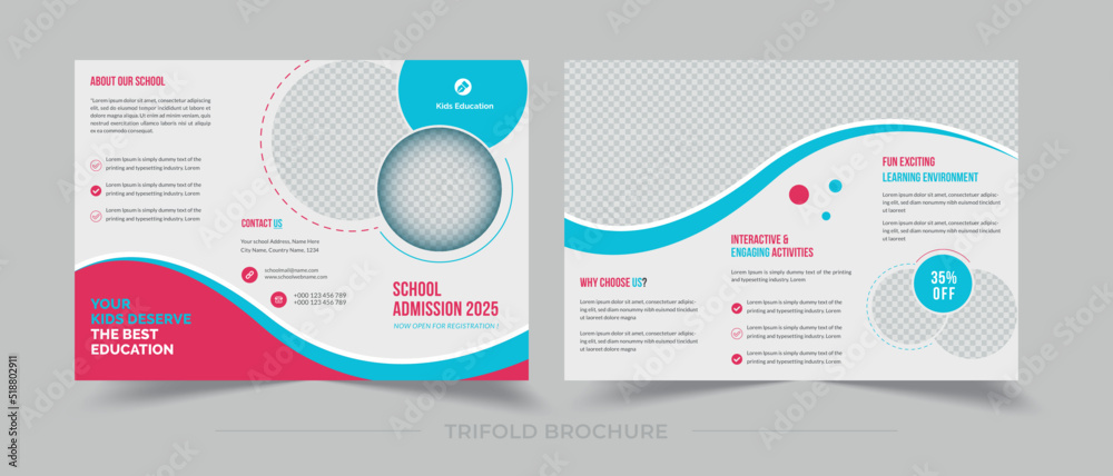 Poster Educational trifold brochure template for school admission ...