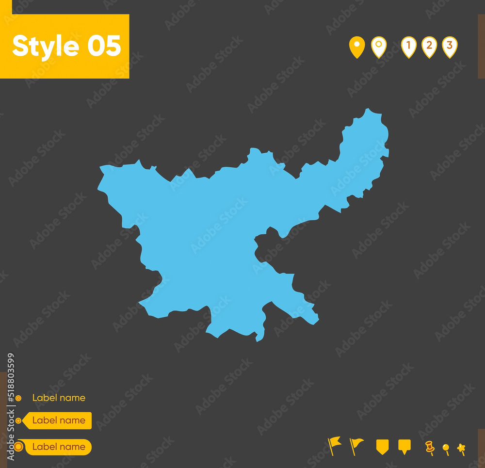 Jharkhand, India - map isolated on gray background. Outline map. Vector ...