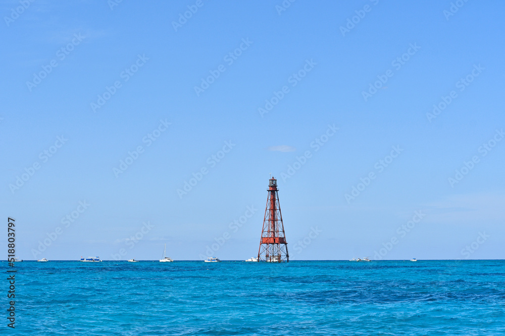 Sombrero Key Lighthouse offshore of Vaca Key in Marathon in the Florida ...