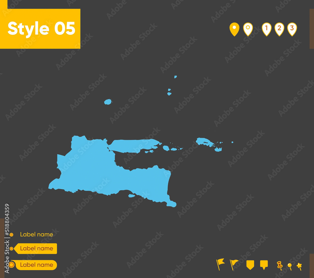 East Java, Indonesia - map isolated on gray background. Outline map ...