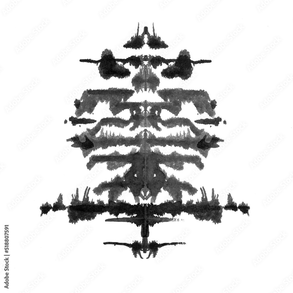 Ink blot test - Rorschach test used in Psychoanalysis. Symmetric shapes ...