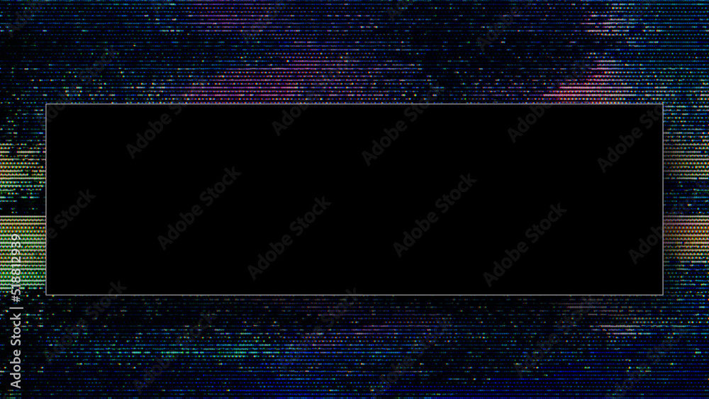 Blank Black Screen on Glitch noise static television VFX. Visual video ...
