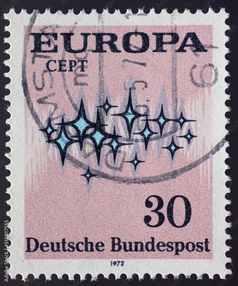 GERMANY - CIRCA 1972: a postage stamp from GERMANY, showing a symbol ...