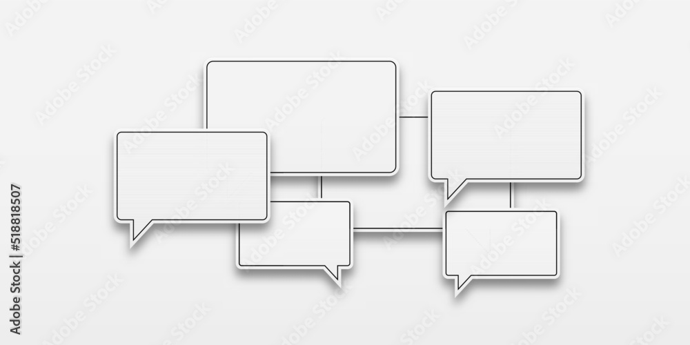 Set of white color speech bubble text, chatting box, message box ...