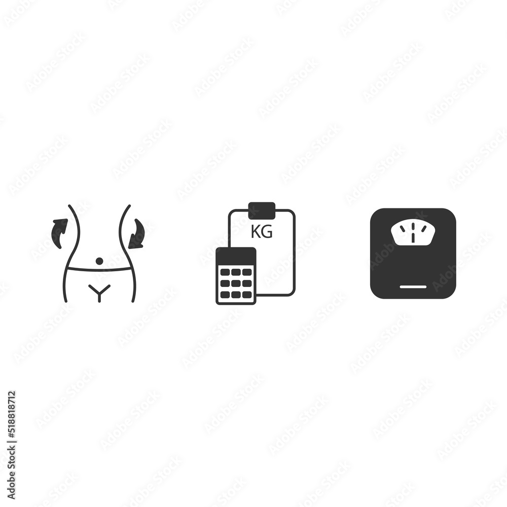 Bmi Body Mass Index Fot Health Life Icons Set Bmi Body Mass Index