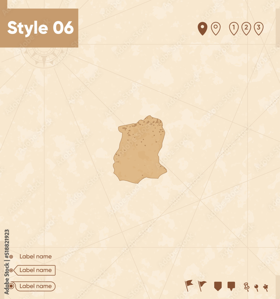 Sikkim, India - map in vintage style, retro style map, sepia, vintage ...