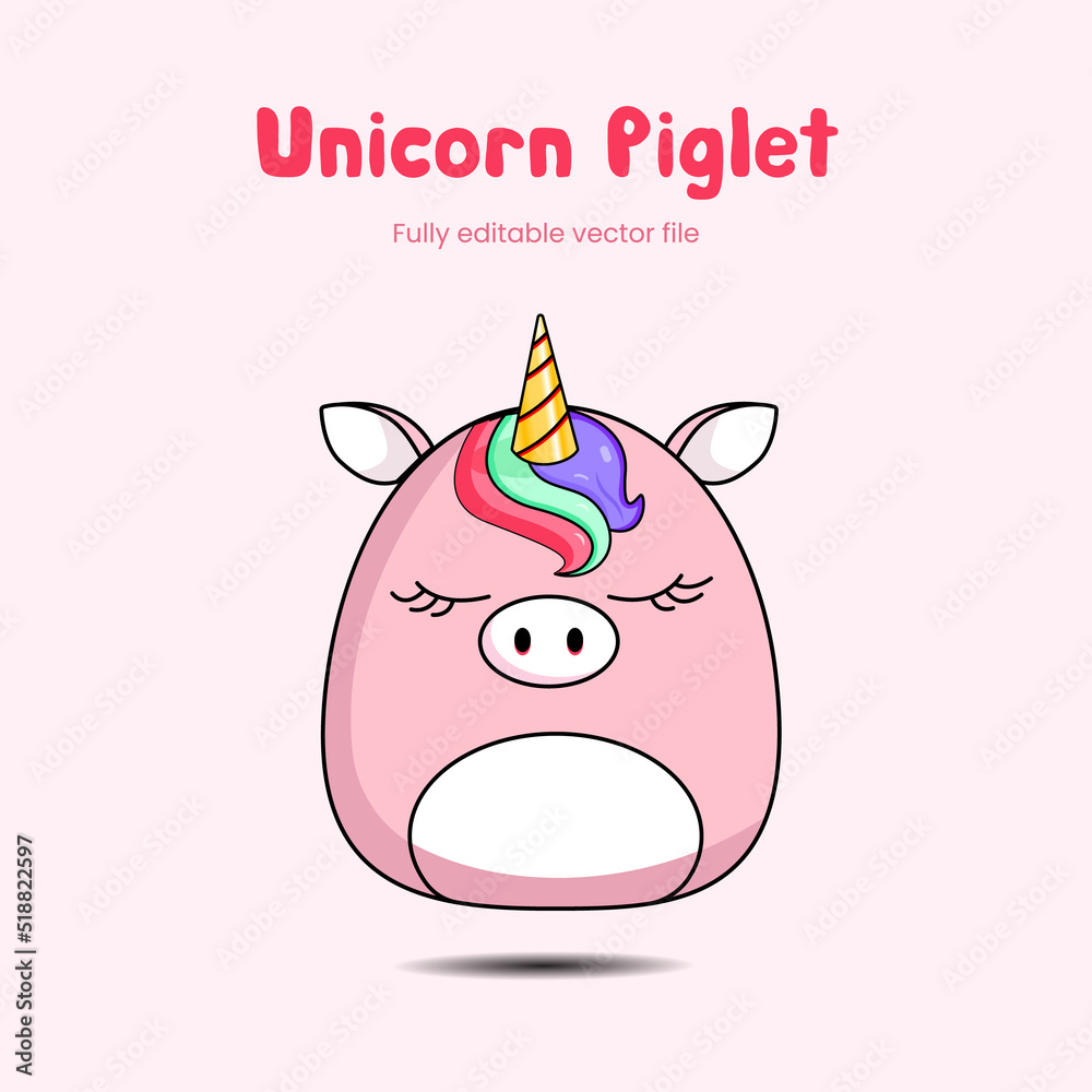 cute little baby unicorn pig vector illustration clipart | fully ...