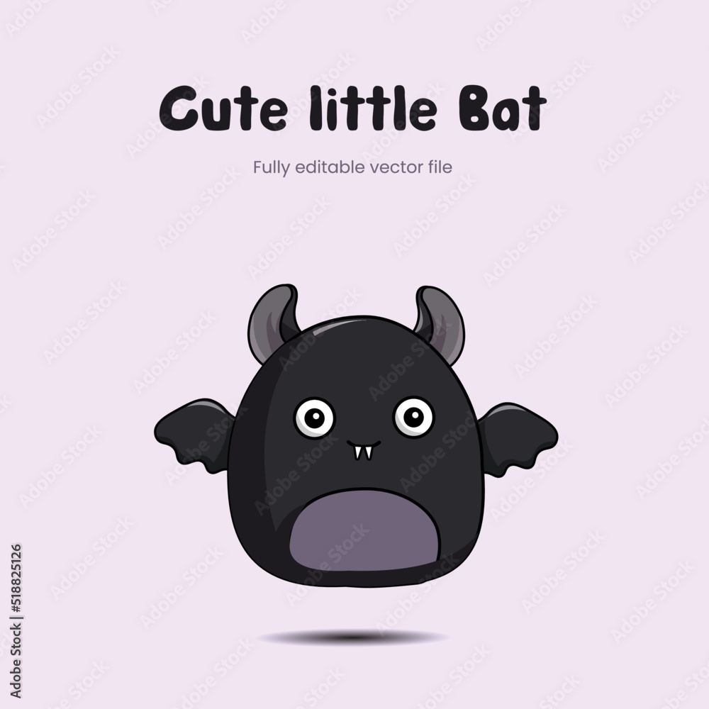 cute little baby black bat vector illustration clipart | fully editable ...