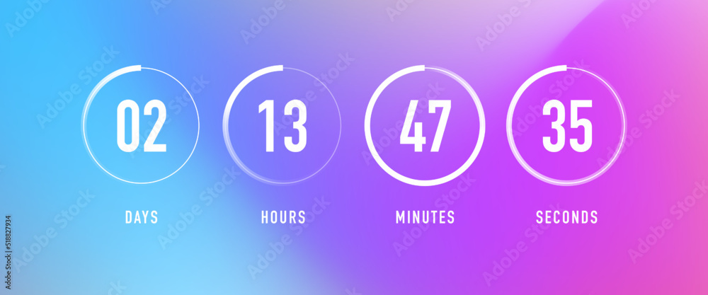 Countdown clock counter timer with circle of days, hours, minutes ...
