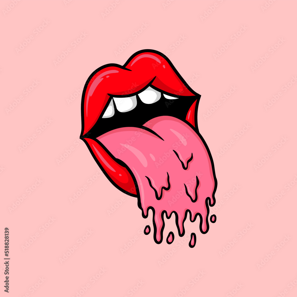 Melting tongue Cartoon Vector illustration Stock Vector | Adobe Stock