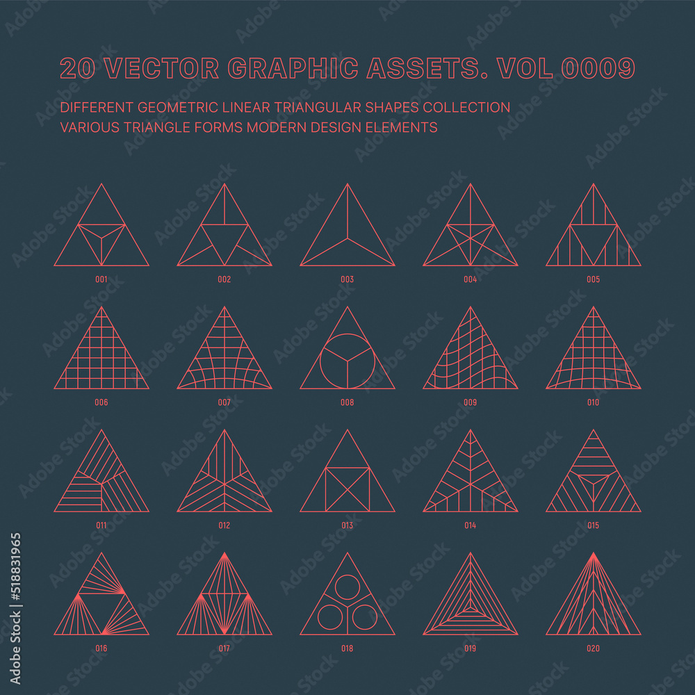 Vector Graphic Assets Various Outline Geometric Triangles Collection ...