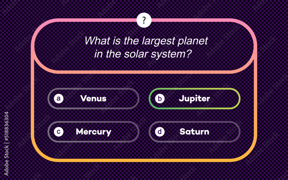 Template question and answers modern neon style for quiz game, exam, tv ...