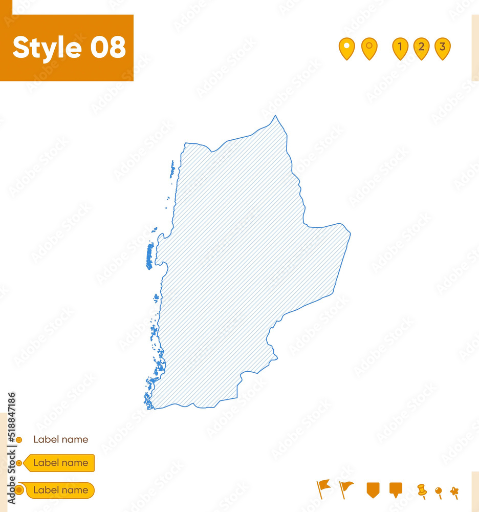 Antofagasta, Chile - grid map isolated on white background. Outline map ...