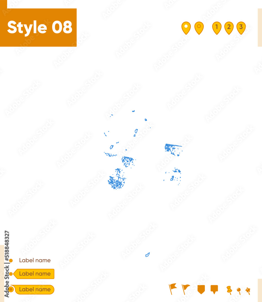 Lakshadweep, India - grid map isolated on white background. Outline map ...