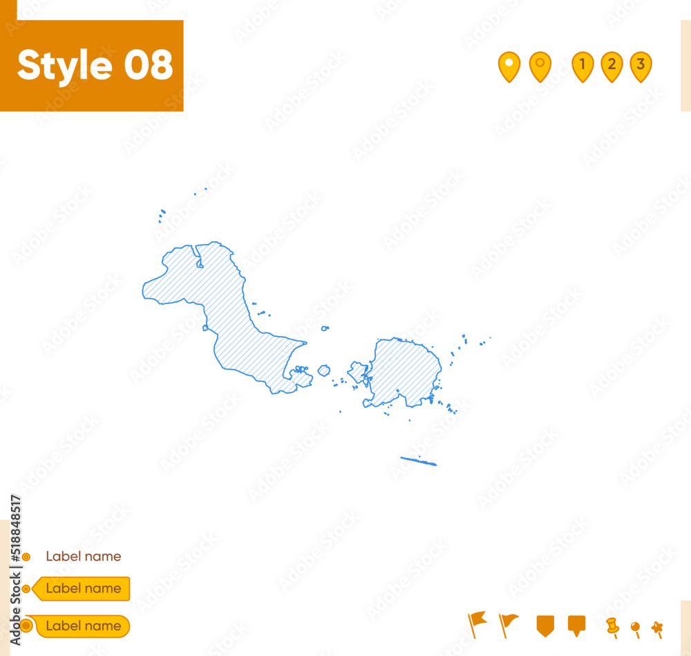 Bangka Belitung Islands, Indonesia - grid map isolated on white ...