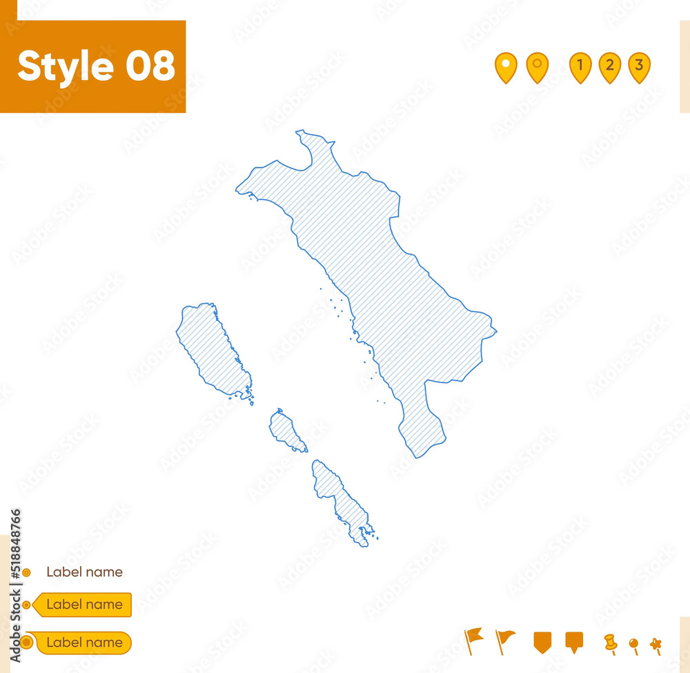 West Sumatra, Indonesia - grid map isolated on white background ...