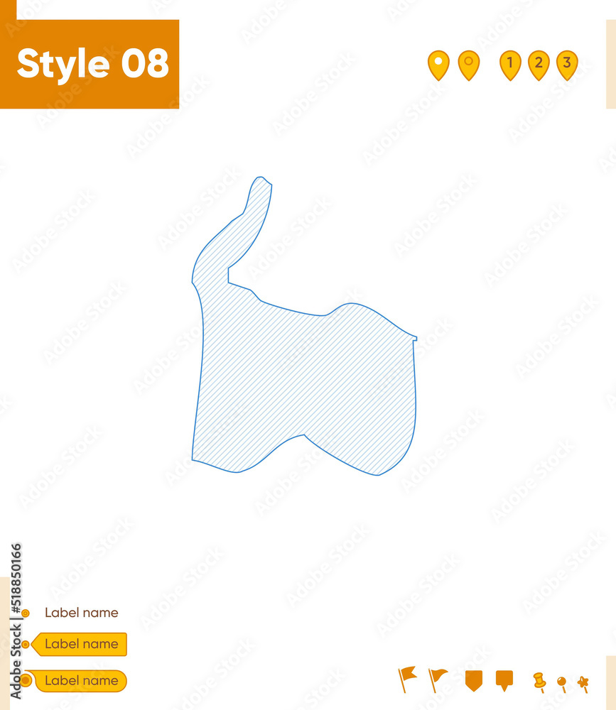 Darkhan Uul, Mongolia - grid map isolated on white background. Outline ...