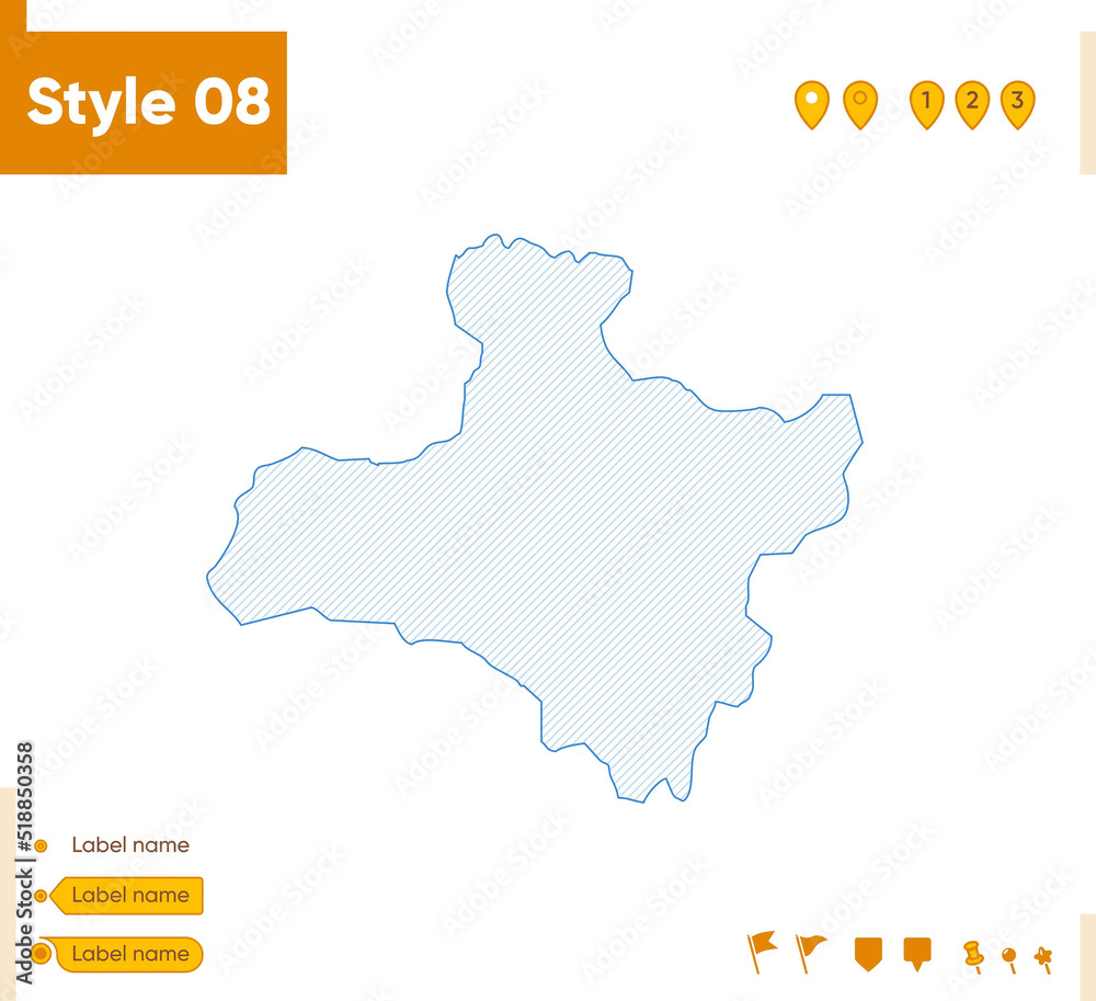 Zavkhan, Mongolia - grid map isolated on white background. Outline map. Simple line, vector map ...