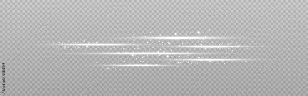 Light flare. White glowing lines with glitter effect. Bright beams on ...