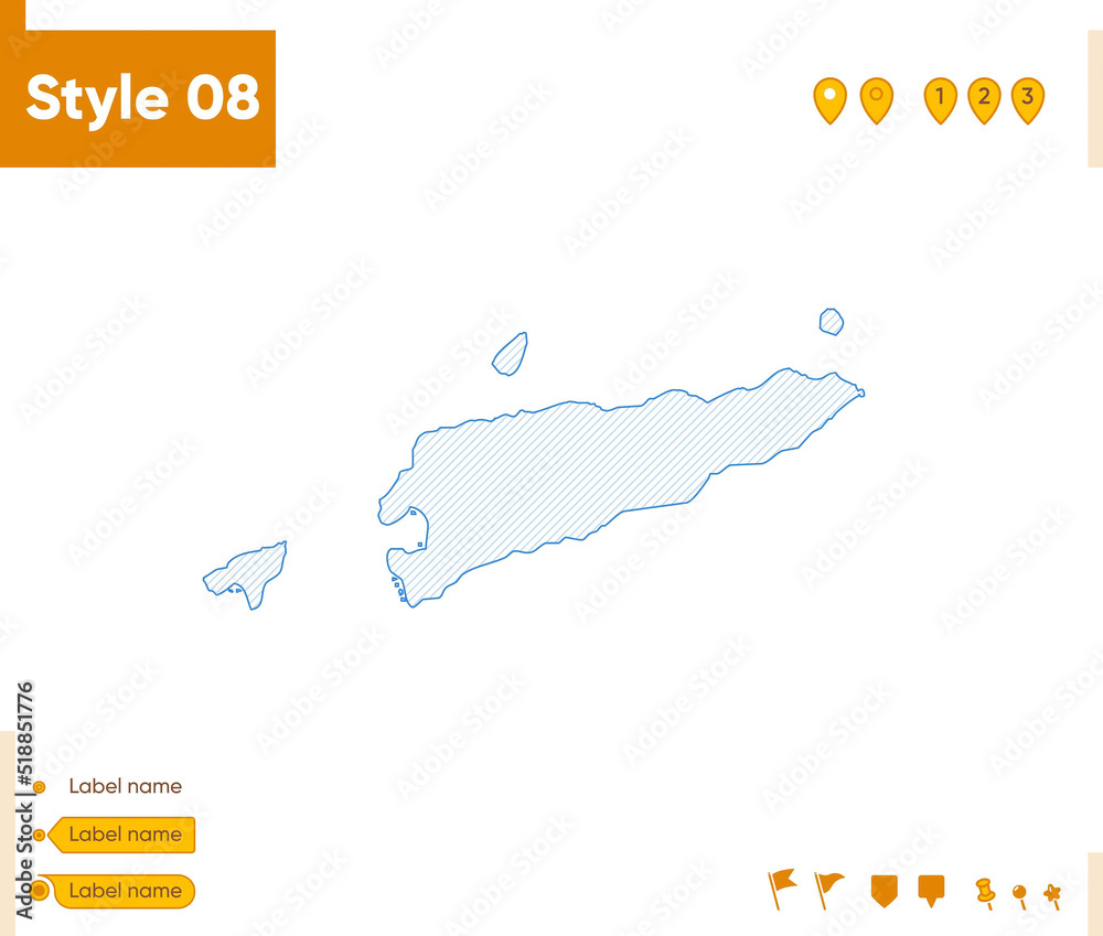 Timor Leste - grid map isolated on white background. Outline map ...