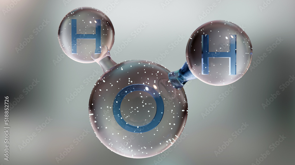 Water molecule, Molecular chemical formula H2O, odorless, Ball and ...