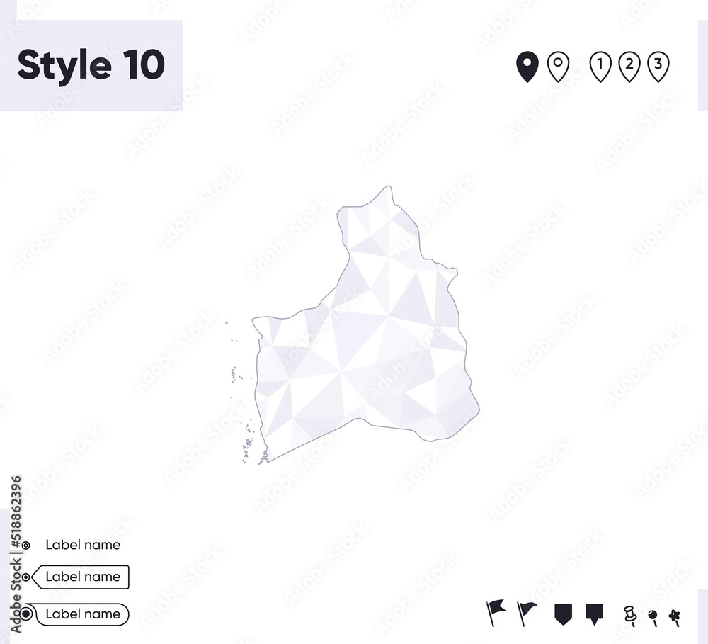 Arica Y Parinacota, Chile - white and gray low poly map, polygonal map ...