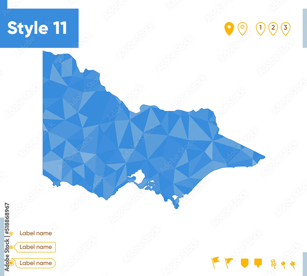Victoria, Australia - blue low poly map, polygonal map. Outline map ...