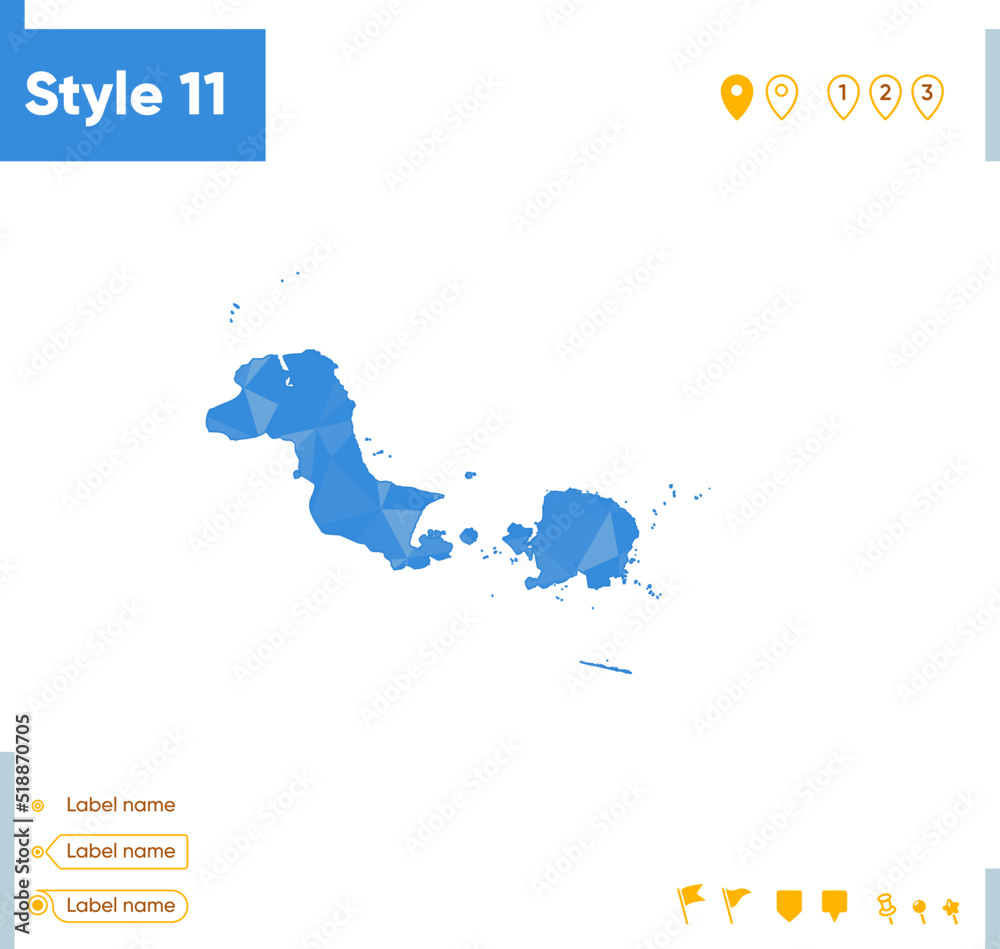 Bangka Belitung Islands, Indonesia - blue low poly map, polygonal map ...