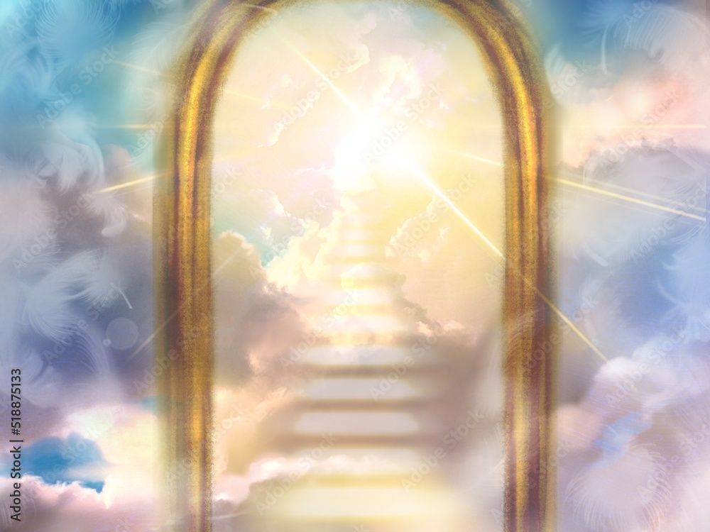 ภาพประกอบสต็อก This illustration depicts the golden gates of heaven ...