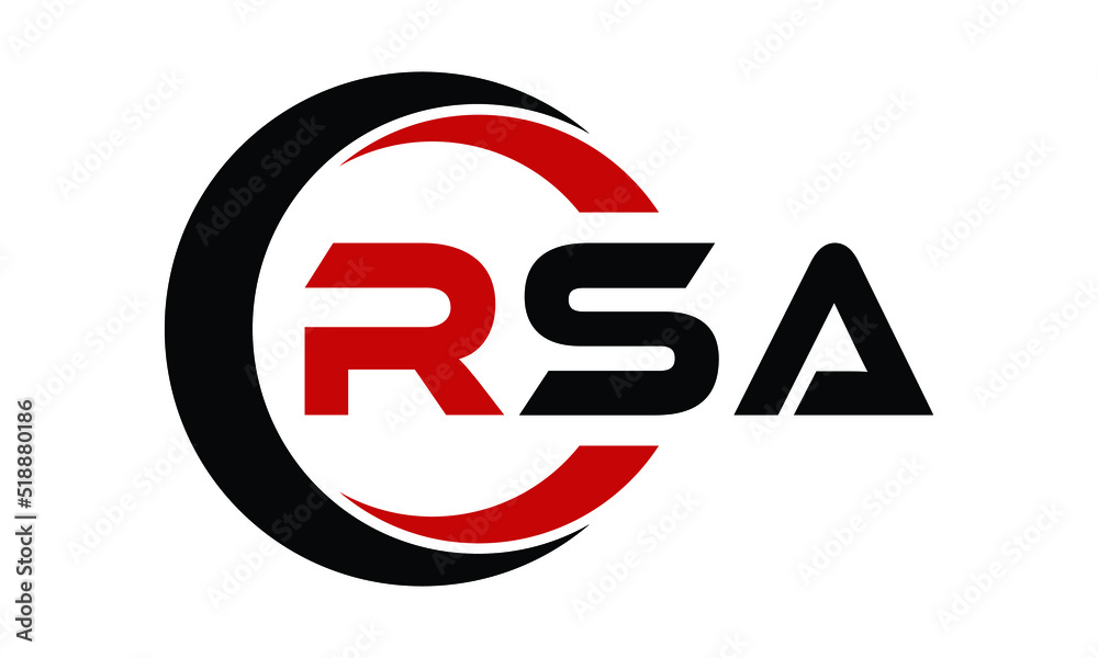 RSA three letter swoosh logo design vector template | monogram logo ...
