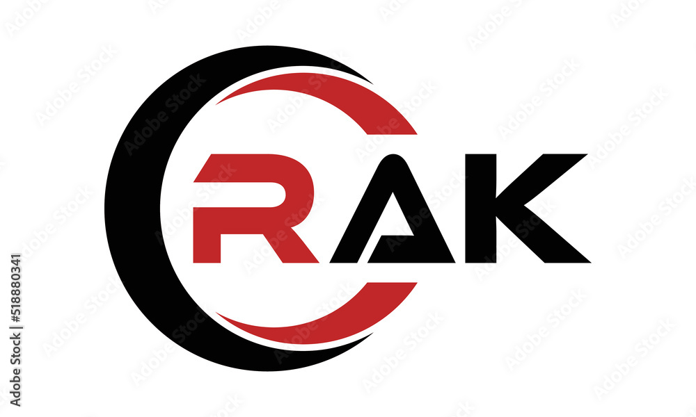 RAK three letter swoosh logo design vector template | monogram logo ...