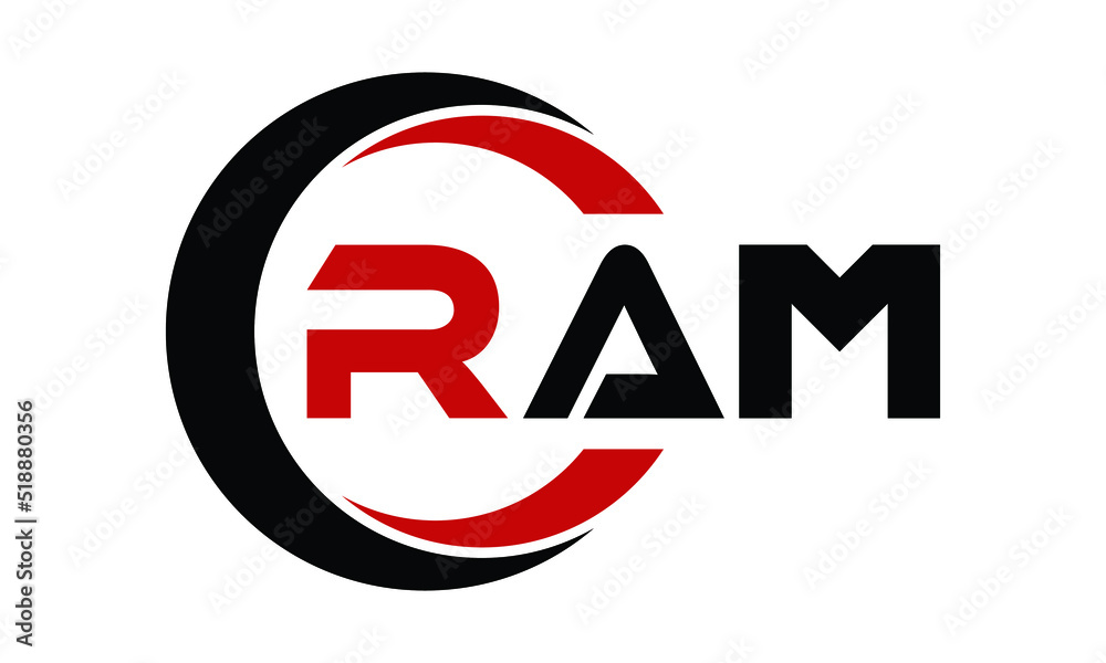 RAM three letter swoosh logo design vector template | monogram logo ...