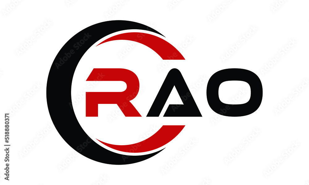 RAO three letter swoosh logo design vector template | monogram logo ...