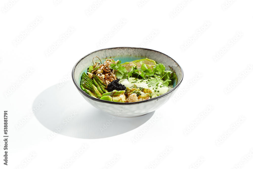 Vegan food - poke bowl with vegetables, edamame beans, soybean sprouts ...