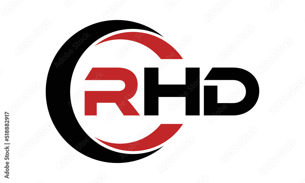 RHD three letter swoosh logo design vector template | monogram logo ...