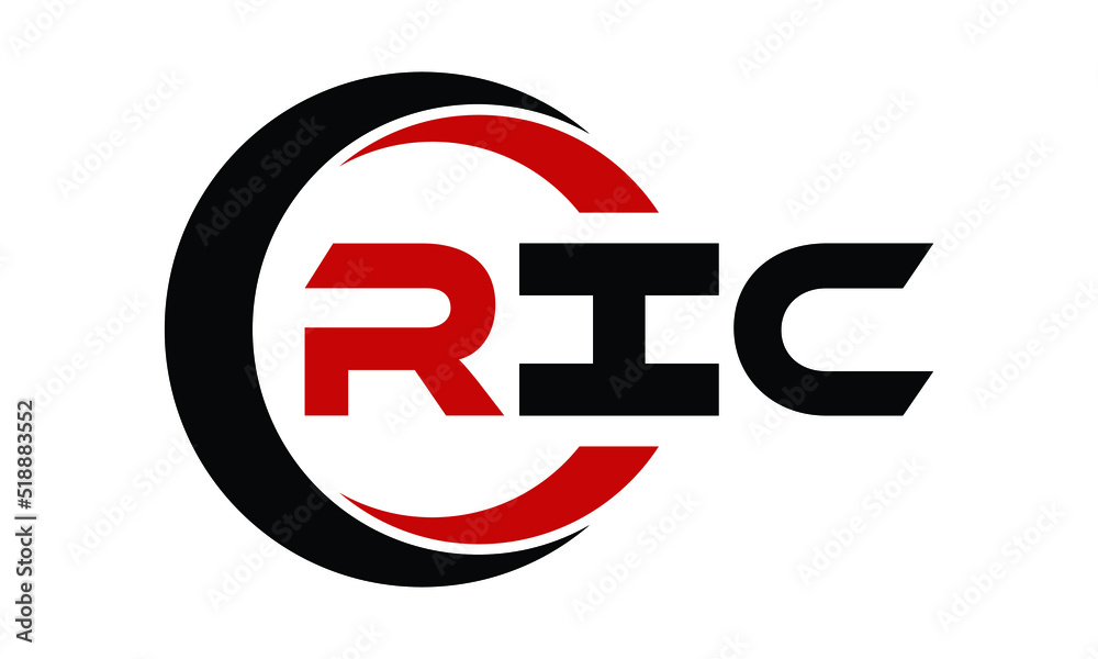 RIC three letter swoosh logo design vector template | monogram logo ...